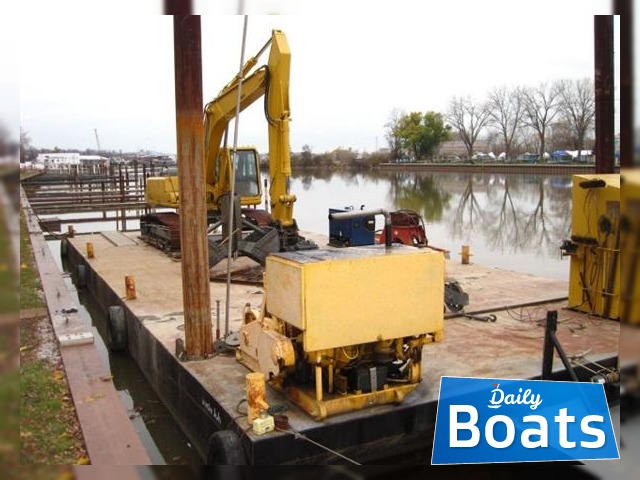 C ustom built 63.5 steel spud barge 21 pushboat komatsu exca for sale ...