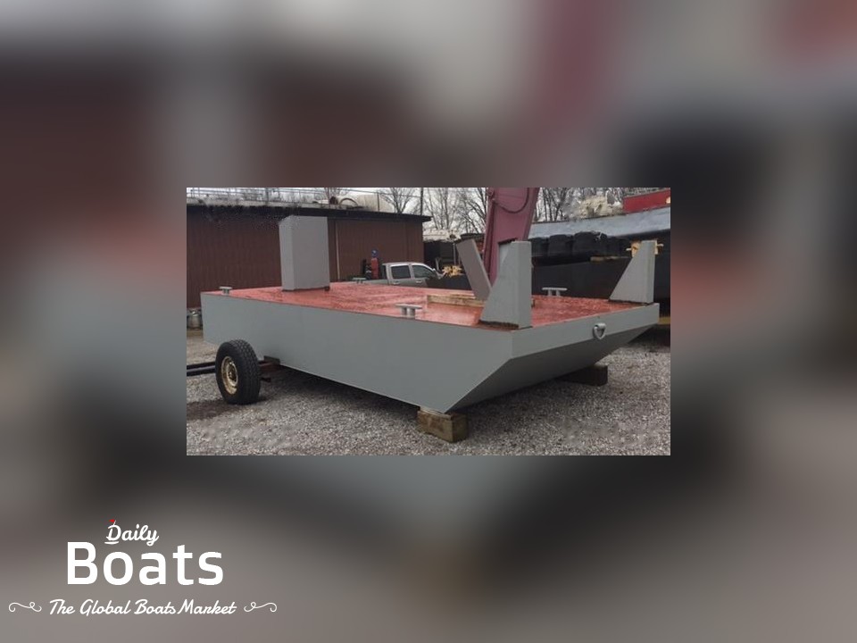 8 x 20 steel push boat c w console push knees and motor brac till salu ...