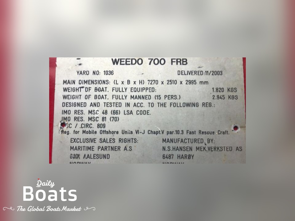 2004 Custom Weedo Rhib 700 Frb for sale. View price, photos and Buy ...