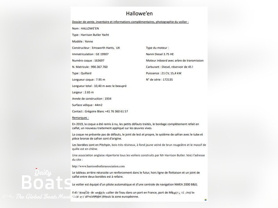 1934 Harrison Butler Yacht Yonne. Halloween for sale. View price ...