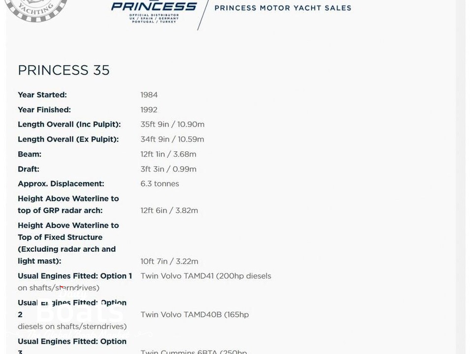 1985 Princess 35 for sale. View price, photos and Buy 1985 Princess 35 ...